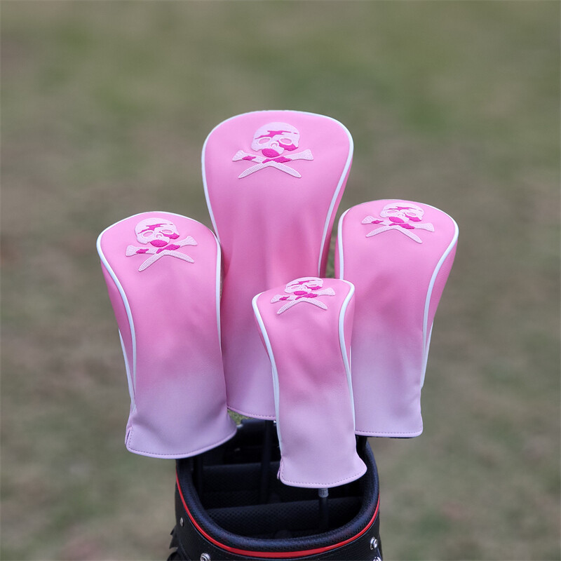 Pink Gradient Skull Golf Club Covers - Set
