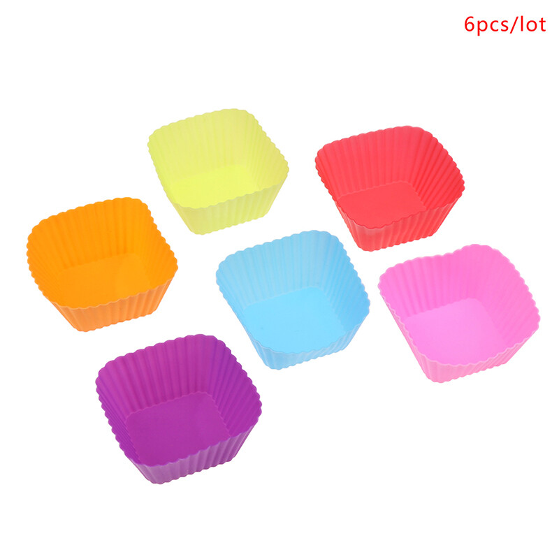 1/6Pcs 7cm Square Shaped Jelly Pudding Mold Muffin Cake Cup Silicone Mo ...