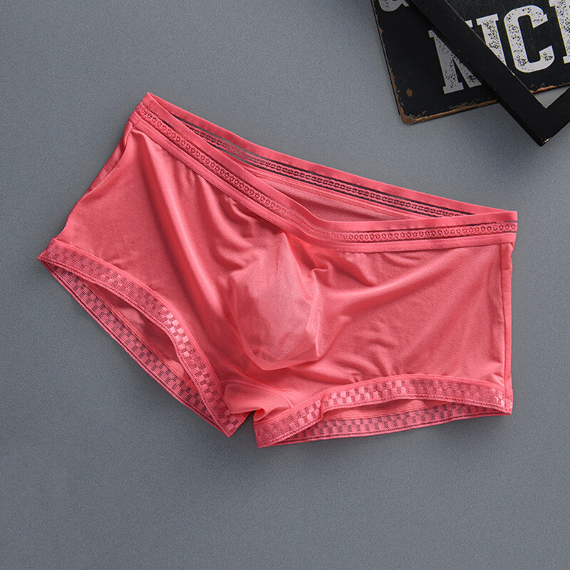 Sexy Mens Ice Silk Sheer Boxer Briefs Panties Lingerie Seamless Shorts ...