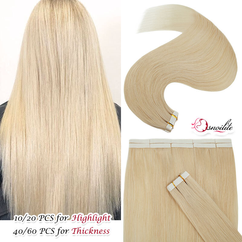 Champagne Blond Russian Tape In Human Hair Extensions Real Remy Skin ...