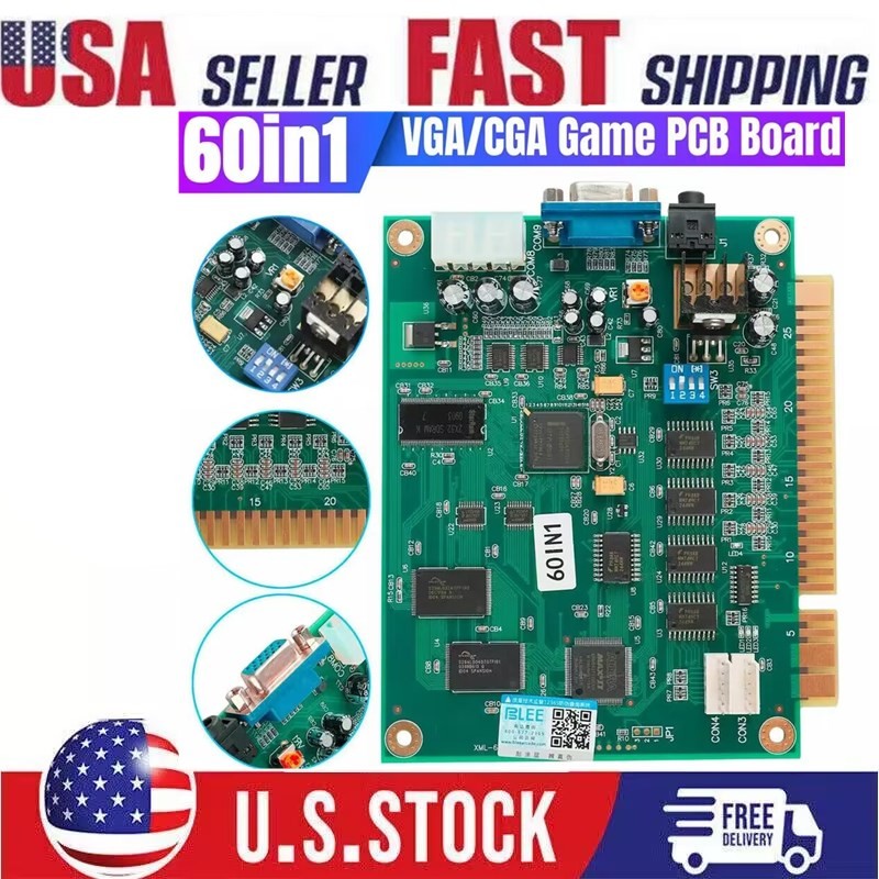 Arcade JAMMA 60 IN 1 Multicade Board CGA/VGA Output For Classic Jamma ...