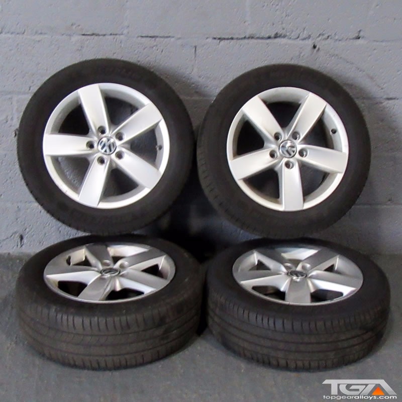 16" VW 5 Spoke Alloy Wheels will fit Golf MK5, MK6, MK7, Jetta, Passat ...
