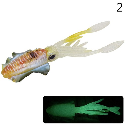Fishing Soft Lure Luminous Squid Jig Fishing Lures Octopus Calamar Bait ...