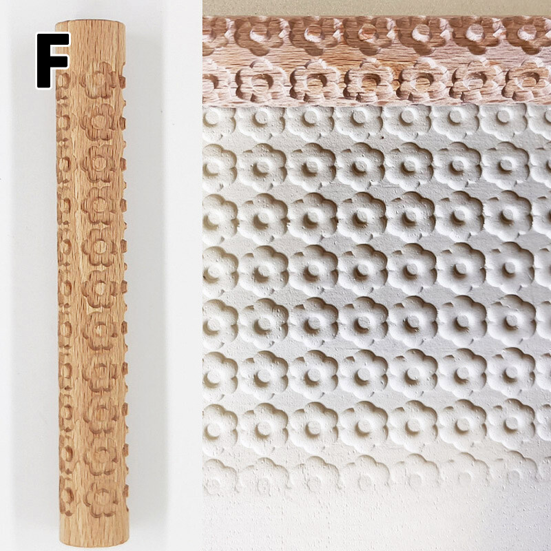 Pottery Clay Wood Texture Rolling Pin Embossed Rod Mud Ceramic ...
