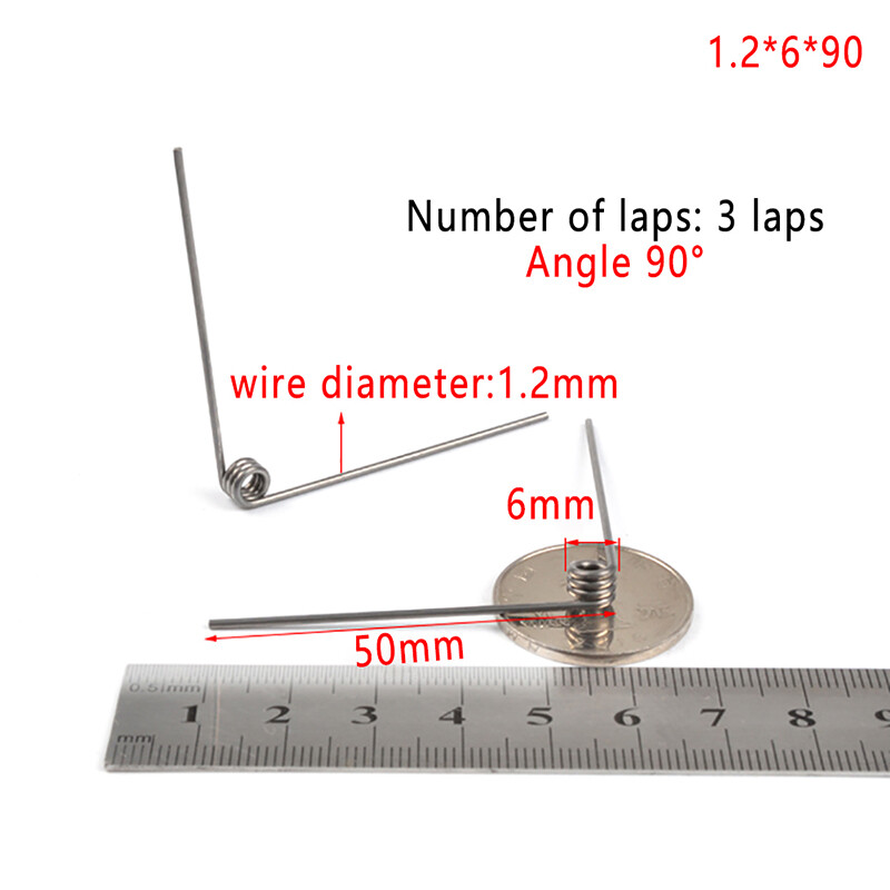 5Pcs 1.2mm Torsion Spring 304 Stainless Steel Torsion Spring 90 180 ...