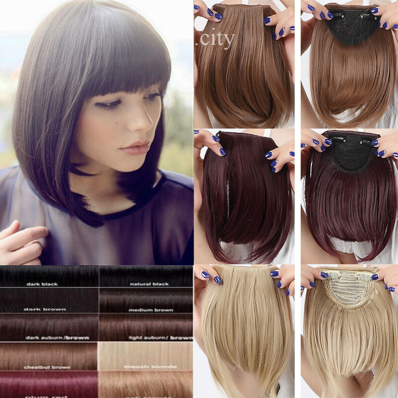 US Stock Side Bangs Clip In Neat Bang Fringes Clip in Hair Extensions ...