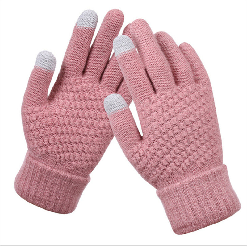 Women Winter Touch Screen Gloves Warm Stretch Knit Mittens Full Finger ...
