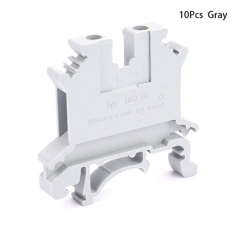 10pcs UK-2.5B 2.5mm 2 DIN Rail Universal Combination Terminal Block ...