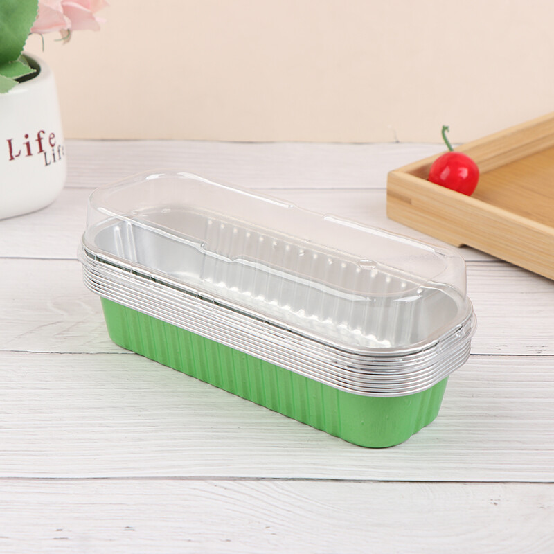 10pcs Aluminum Foil Baking Cake Box Cupcake Baking Pan Pudding Box With ...