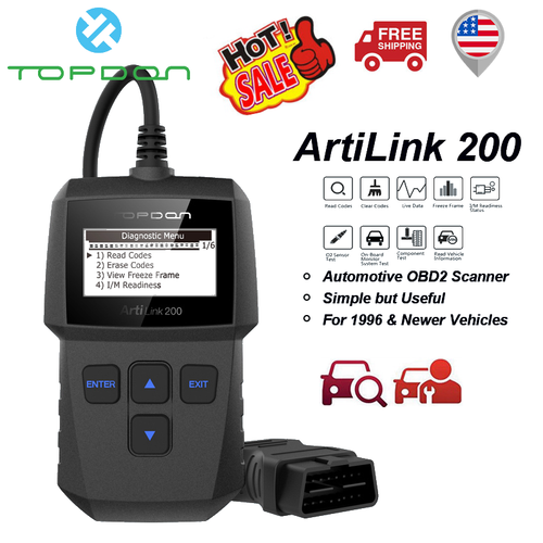 TOPDON AL200 OBD2 Auto Scanner Code Reader EOBD Car Diagnostic Tool ...