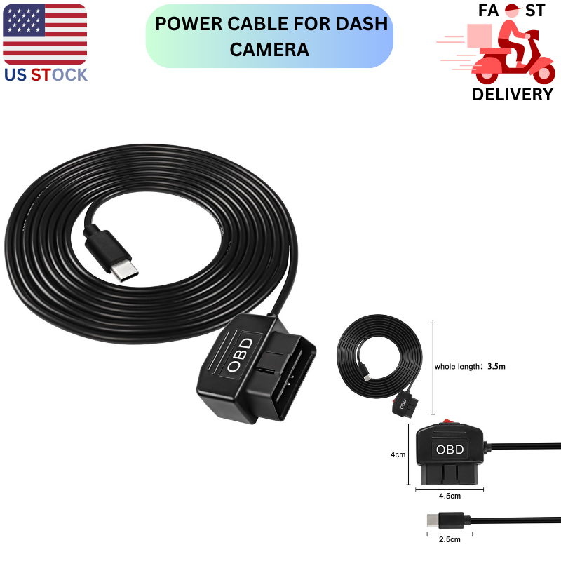 OBD Power Cable for Dash Camera Type C OBD2 Power Cable Adapter ...