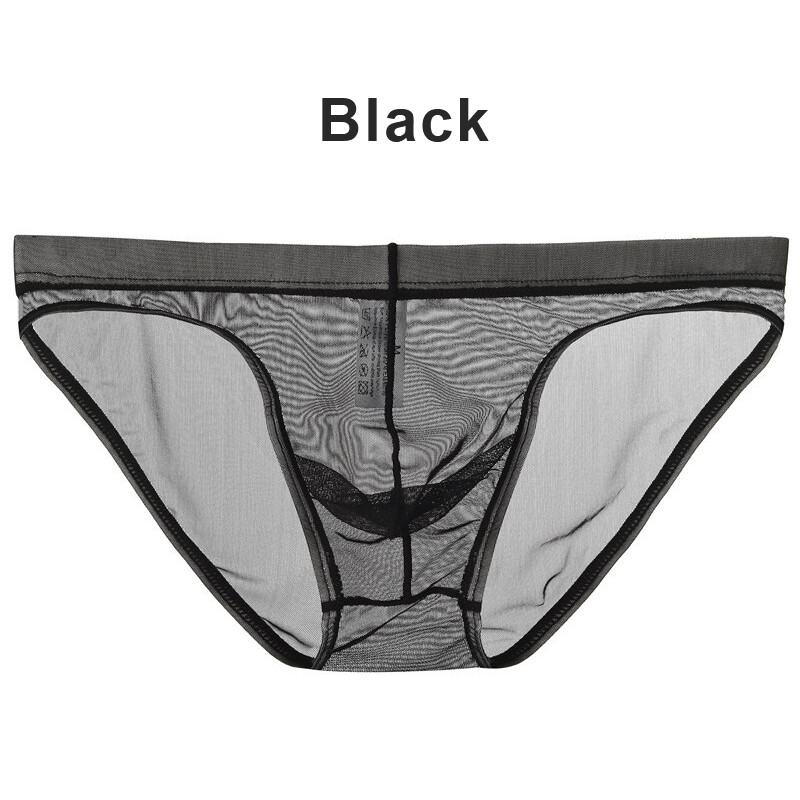 Men Sexy Mesh Low Waist Panties Sheer Ultra-thin Briefs Underwear ...