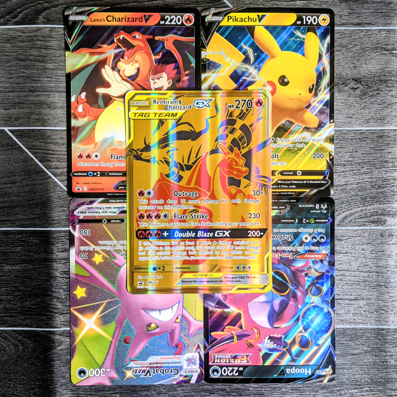 Pokemon JUMBO Cards Reshiram Charizard Gold Pikachu Crobat Hoopa TCG 