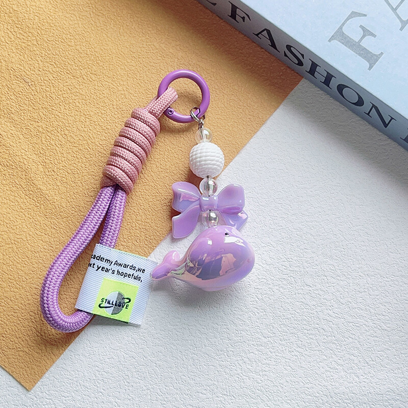 Cute Dolphin Keychains With Hand Woven Fabric Lanyard Buckle Shiny ...