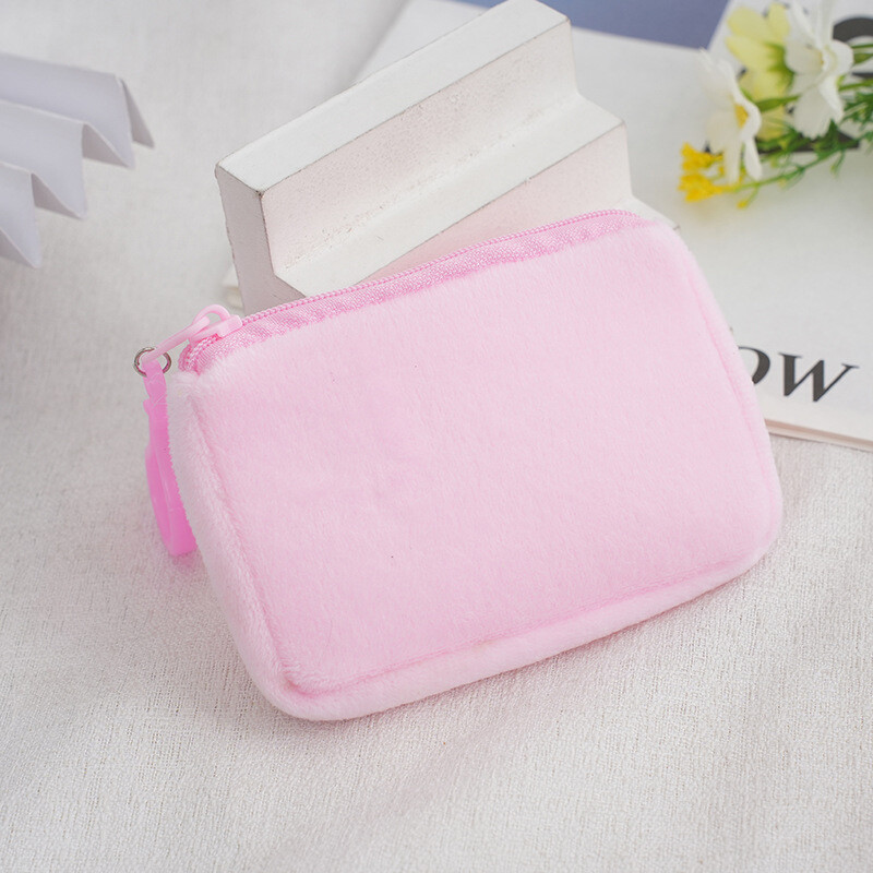 Korean Mini Fashion Plush Square Zipper Coin Purse Thin Small Pouch ...