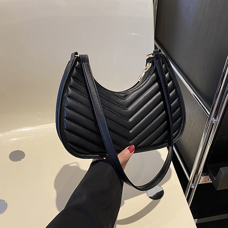 Solid Color Female Bags For Women Trend Pu Leather Underarm Handbags ...