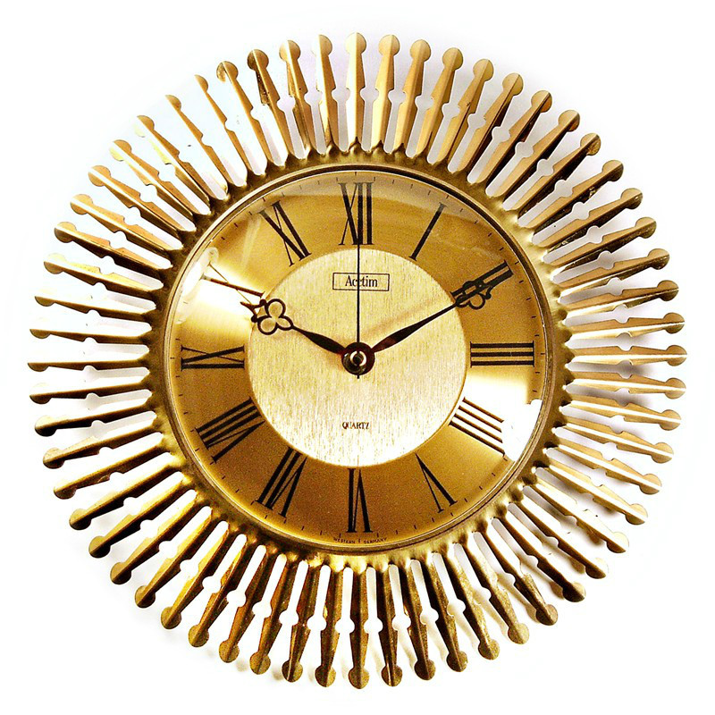 Vintage 1970's Golden Metal Retro Starburst Sunray Wall Clock from ... Vintage 1970's Golden Metal Retro Starburst Sunray Wall Clock from ...