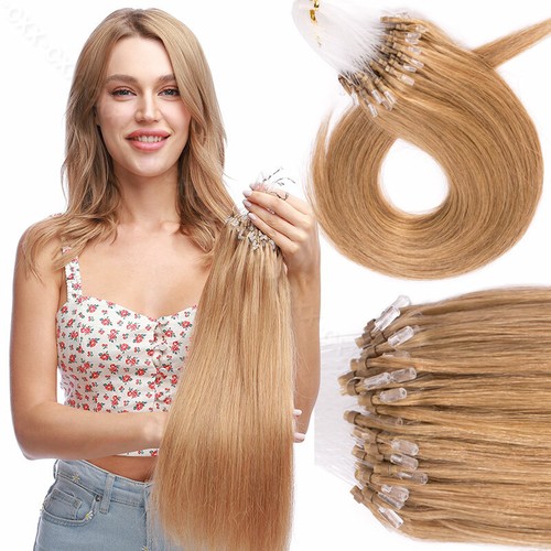 THICK Micro Bead Loop Hair Extensions Human Hair Balayage Brown Micro ...