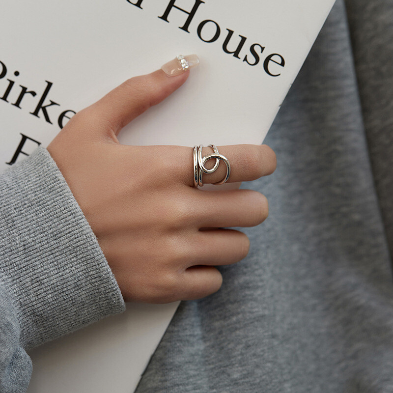 Sterling Silver Adjustable Style Thumb Finger Ring Beautiful Curvy ...