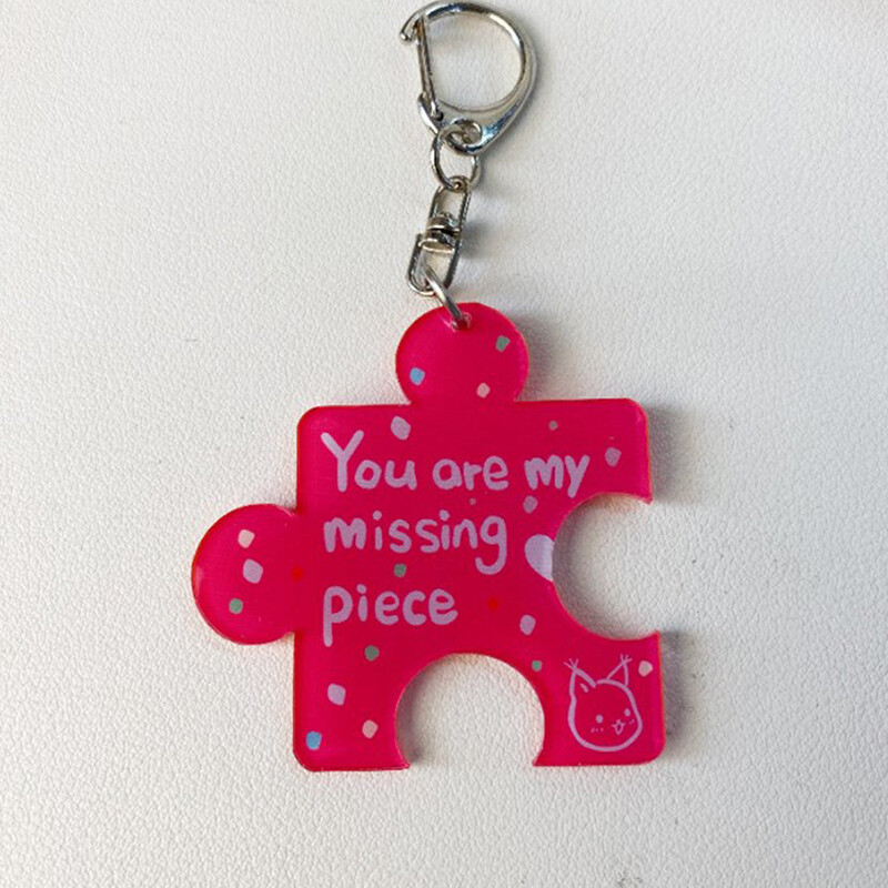 Multicolour Acrylic Puzzle Text Keychain Creative Backpack Pendant Key ...