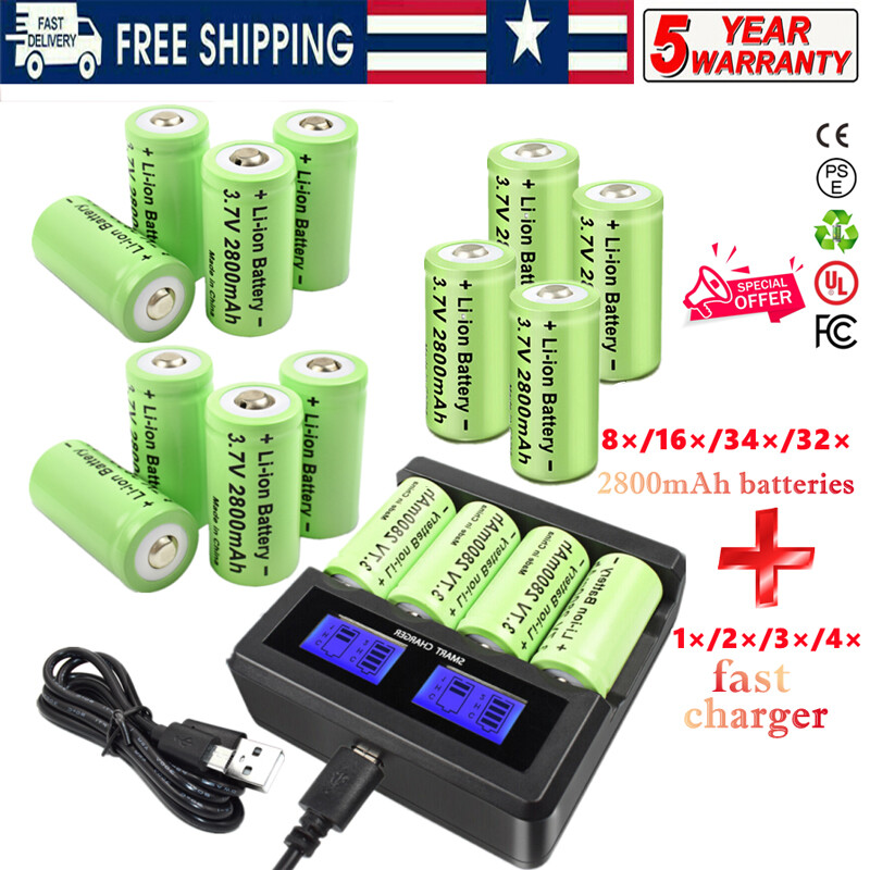 Cr123a Cr123 Rechargeable | 2800mah Lithium Batteries