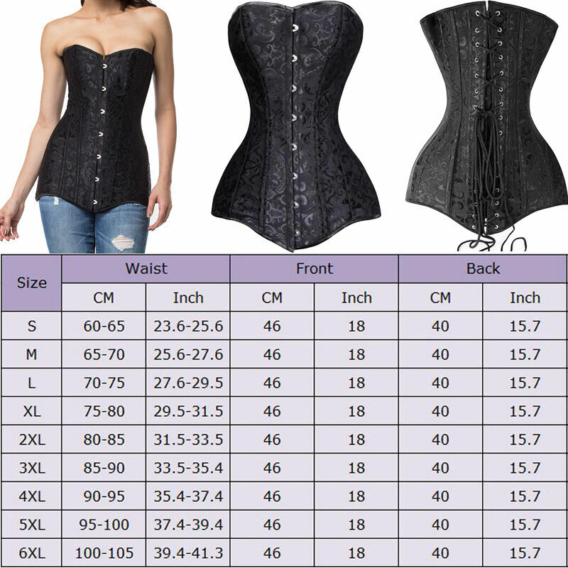 Black Sexy Bustier Underbust Lace Up Women Corset Top Steampunk Basques ...