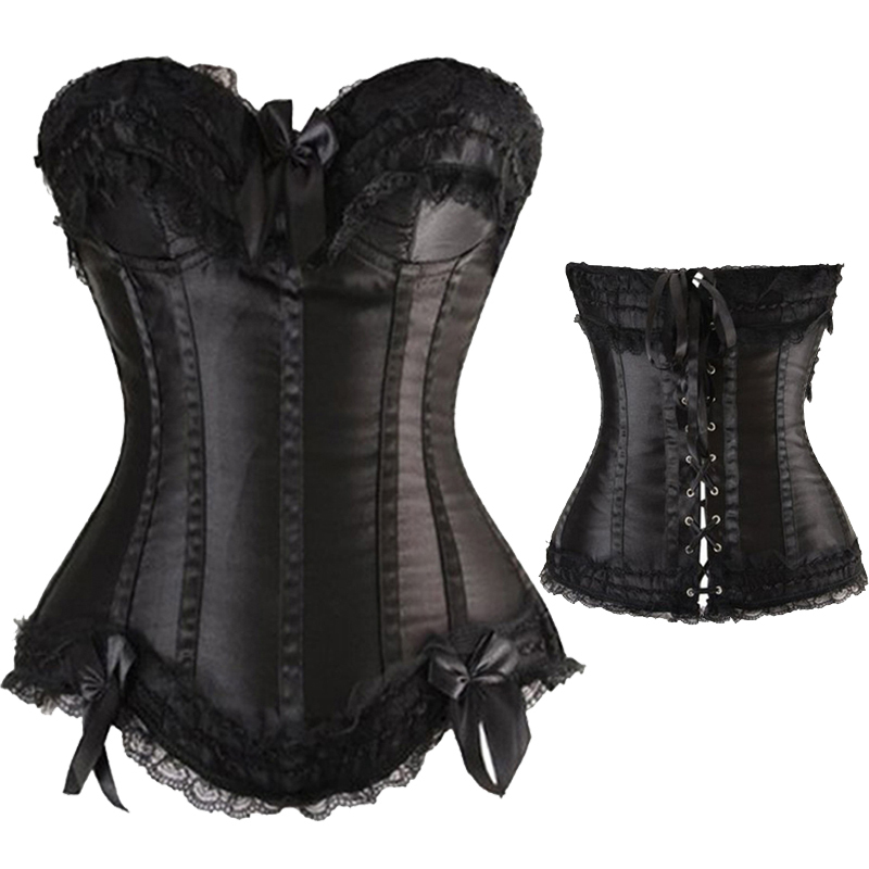 Black Sexy Bustier Underbust Lace Up Women Corset Top Steampunk Basques ...