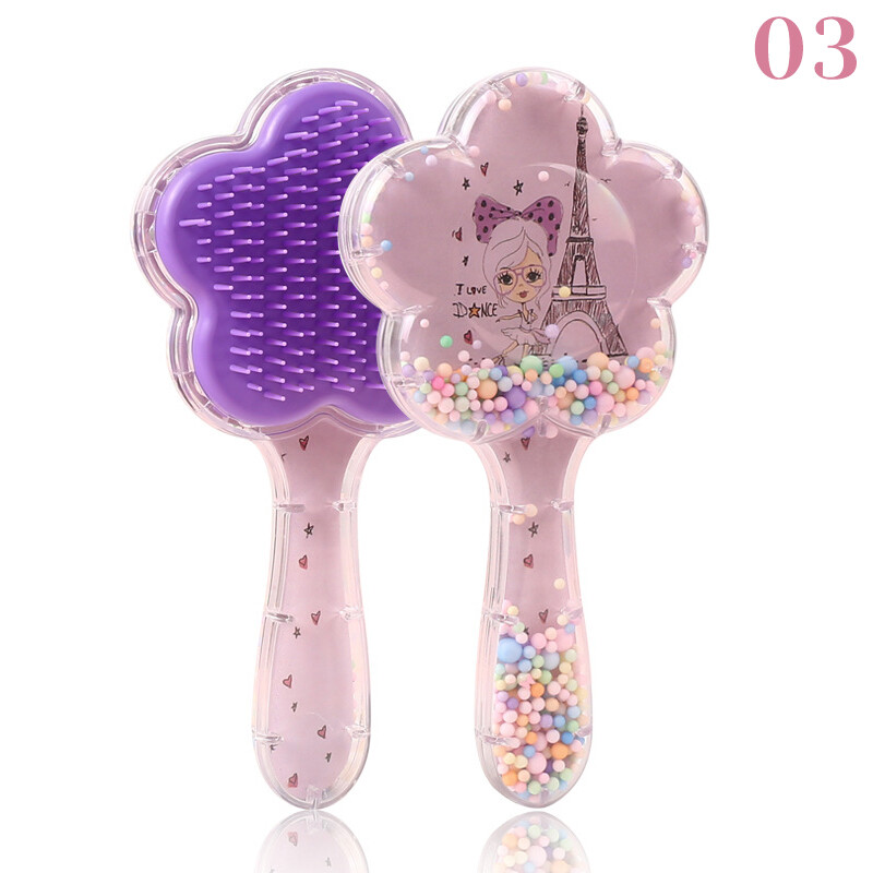 Flower Shaped Comb Cartoon Pattern Hairdressing Comb Cute Girl Colorful ...