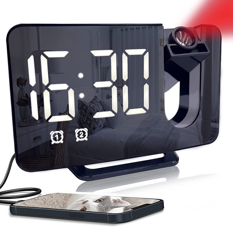 Projection Alarm Clock Time Display 180 Degree LED