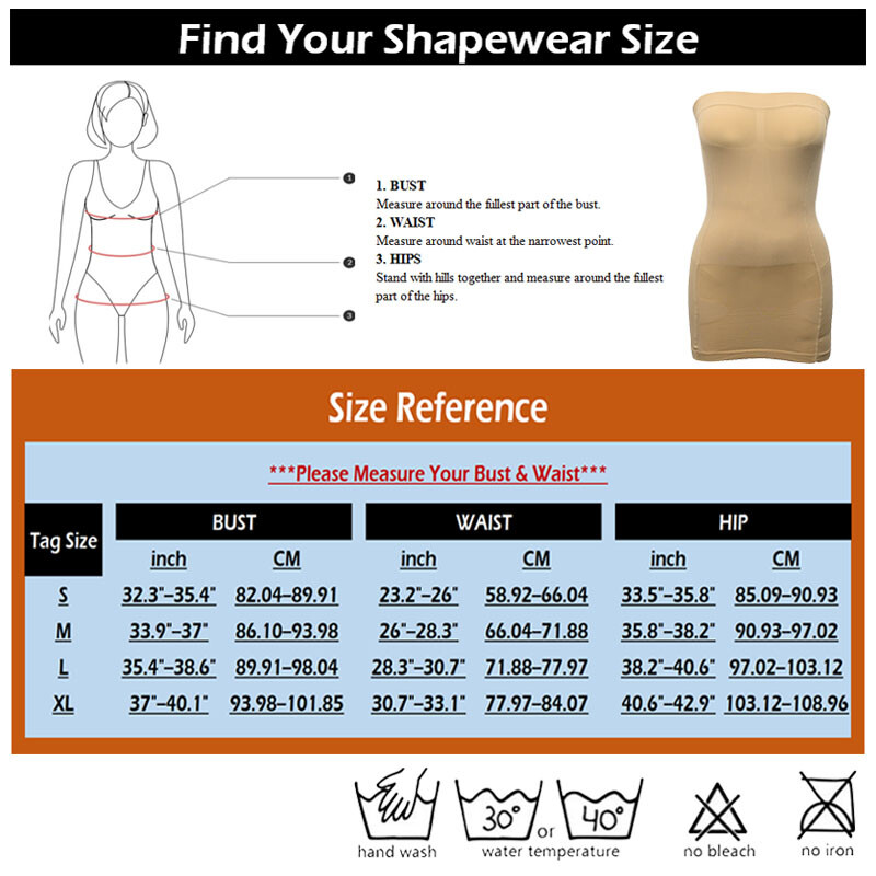 Women Seamless Strapless Full Body Slip Shaper Tube Dress Smoother Firm ...