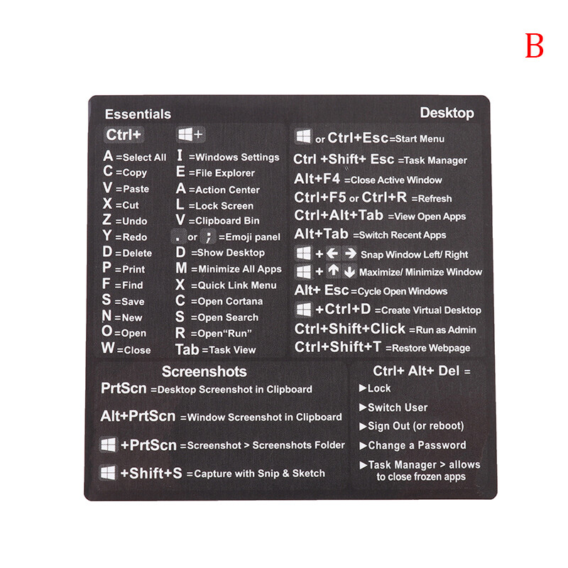 PC Reference Keyboard Shortcut Sticker Adhesive for PC Laptop Desk_x ...