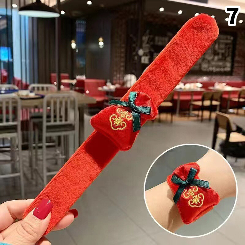 New Year Plush Clap Circle Toy Cat Carp Wristband Slap Bracelets Hand ...