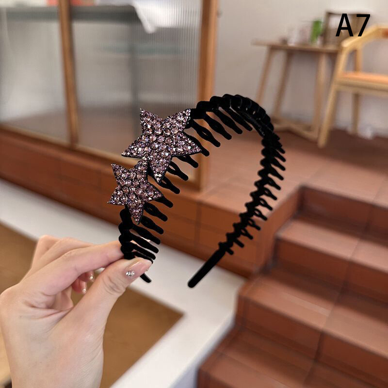 Women Hair Hoop Flocking Rhinestone Hairband With Tooth Hair Band Girl ...