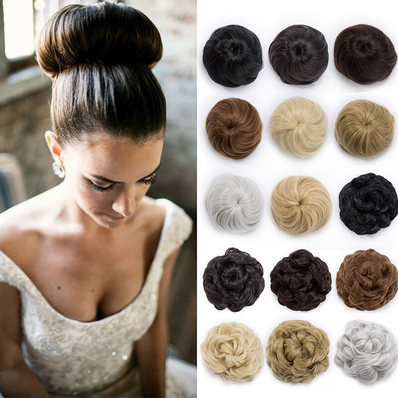100 Natural As Human Fake Hair Drawstring Buns Clip On Bun Hair ...