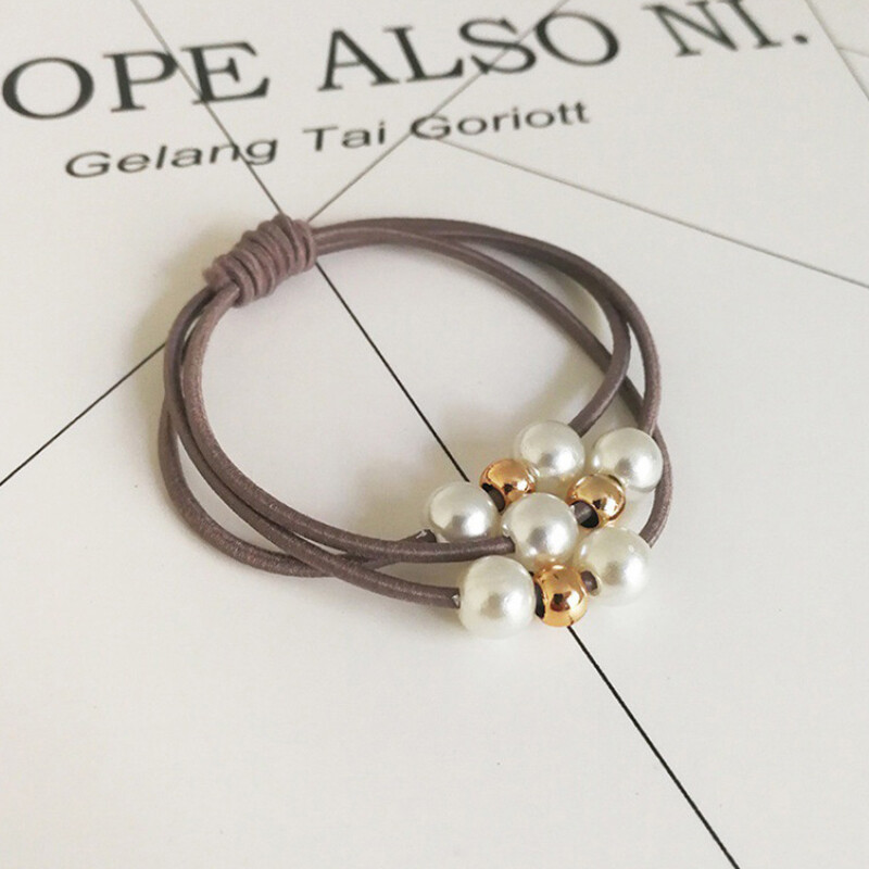 Three-In-One Knotted Hair Rope Fashion Headwear High Elastic Pearl Hair ...