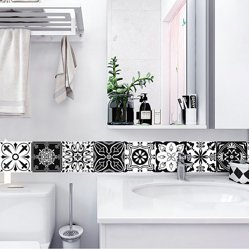 10pcs Retro Pattern Matte Surface Tiles Sticker Transfers Covers Wall ...