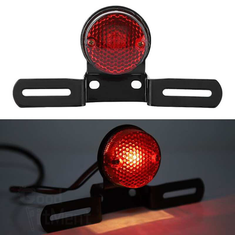 Motorcycle Retro Bulb Round LED Brake Tail Light For Cafe Racer Bobber ...