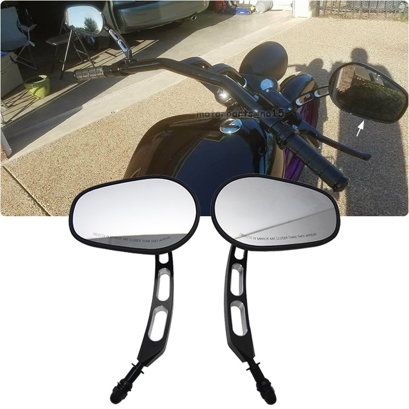 Motorcycle Side Mirrors Black Hollow Style For Harley Touring Chopper ...