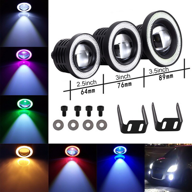 2x 3'' LED Universal Car Angel Eyes Fog Lights Halo Rings Off Road ...