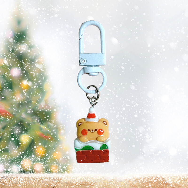 Christmas Key Chain Bear Rabbit Xmas Tree Socks Elk Pendant Key Ring ...