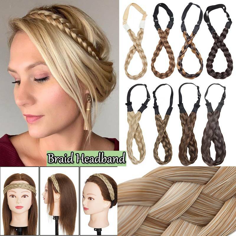 Brown Plaited Hair Band Braid Headband Real As Human Hairpieces Hair ...