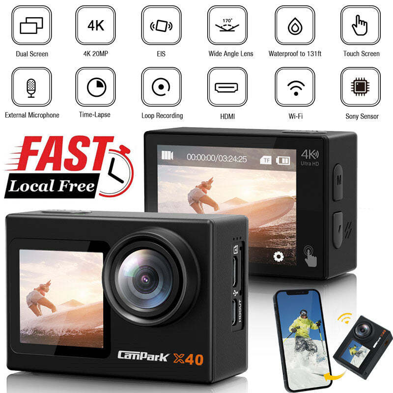 📸4K Sony Action Camera 30FPS 20MP Ultra HD Sport Camera WiFi Waterproof ...