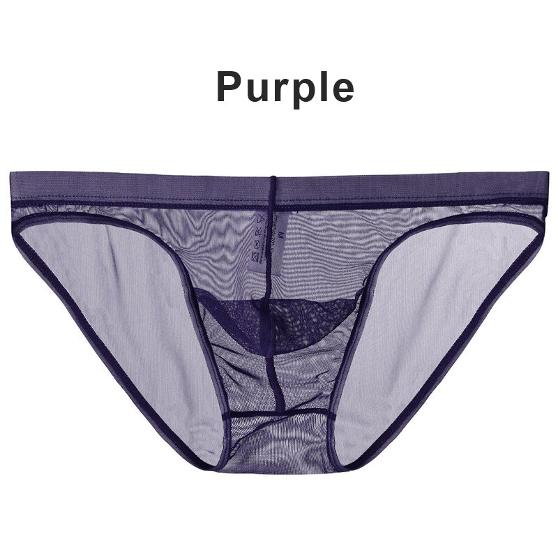 Men Sexy Mesh Low Waist Panties Sheer Ultra-thin Briefs Underwear ...