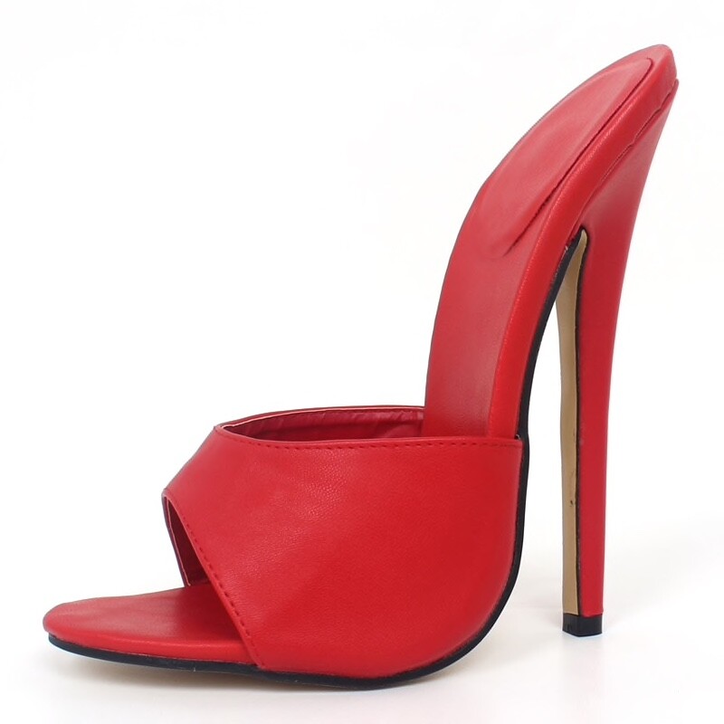 Sexy Very High Heel Mules Sandals Strappy Stiletto Fetish 18cm Uk3 12