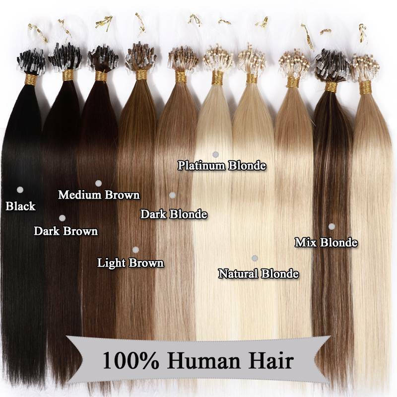 14"-24" Remy Micro Loop Rings Beads 100% Remy Human Hair Extensions ...