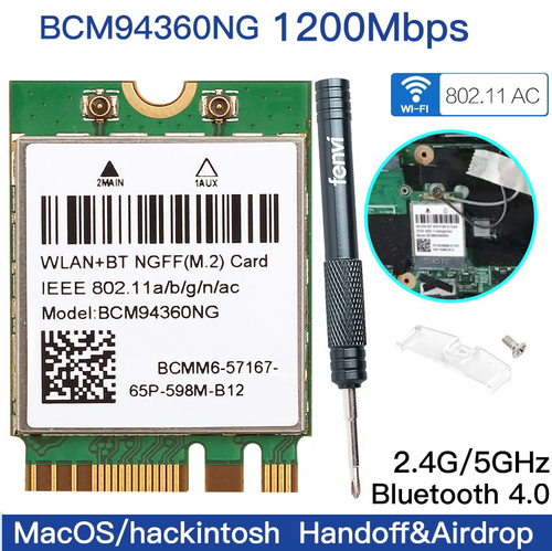 for macOS Catalina Hackintosh BCM94360NG NGFF M.2 2230 WiFi Card ...