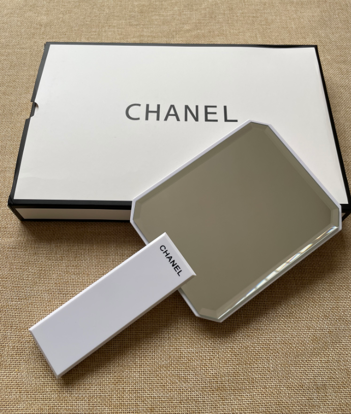 Chanel Handheld Rectangle Handheld Makeup Mirror - White