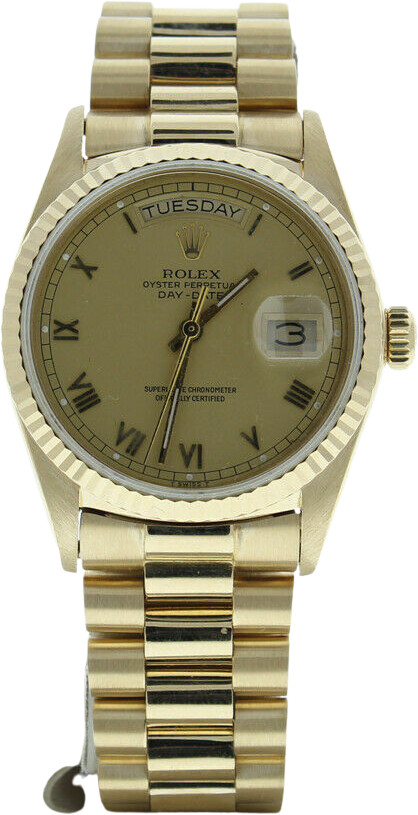 Rolex Day-Date 18038 Gold President Bracelet with Gold Bezel for sale ...
