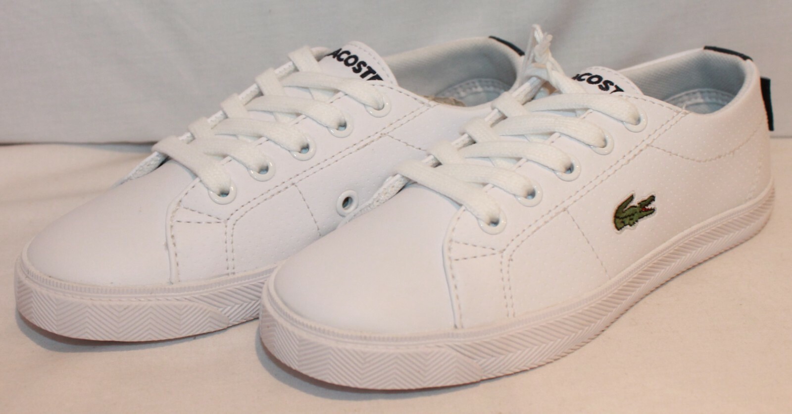 Lacoste womens white leather trainers store