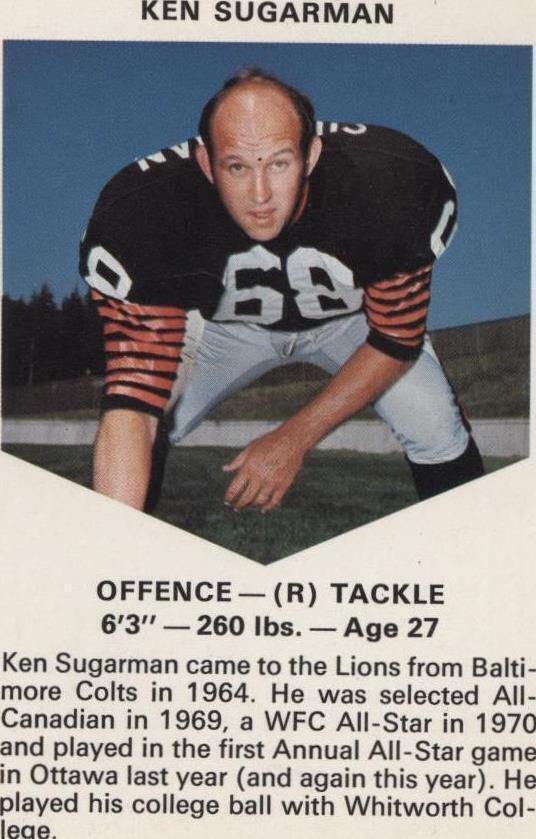 1971 Chevron Touchdown CFL Football BC Lions Team Issue - Ken Sugarman ...